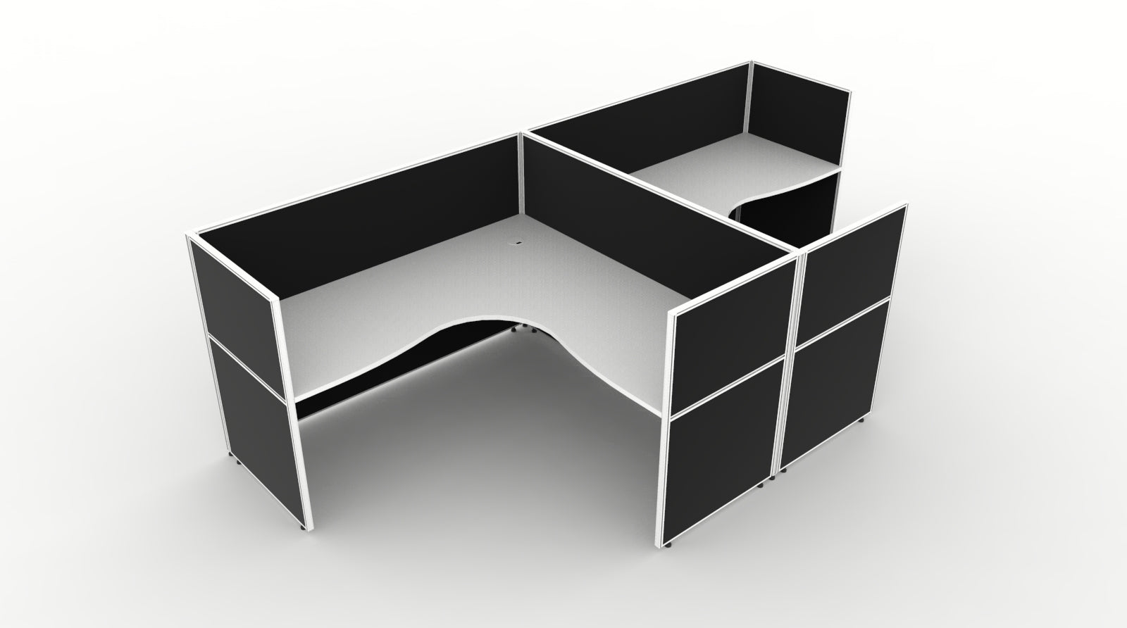 Shush30 Screen Hung 2 Person "T Shape" Corner Workstation