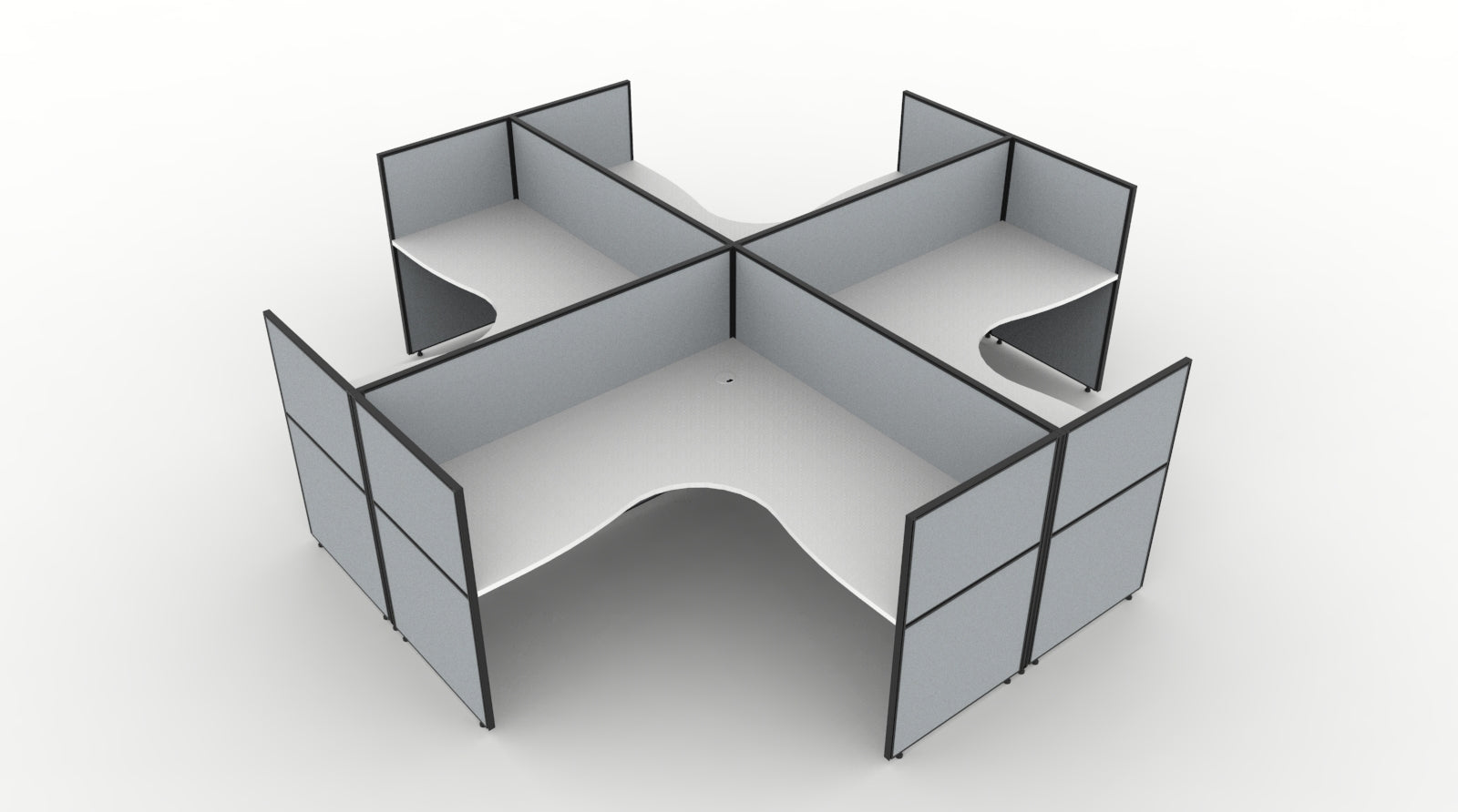 Shush30 Screen Hung 4 Person "X Shape" Corner Workstation